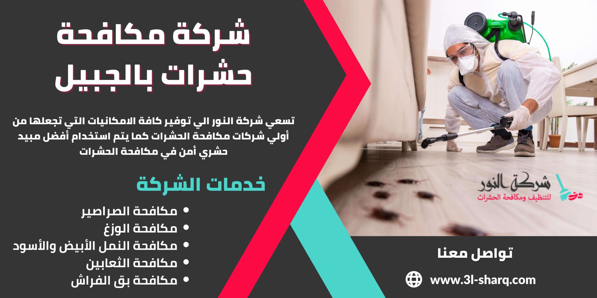 شركة مكافحة حشرات بالجبيل - 0507403210 اتصل الآن | النور